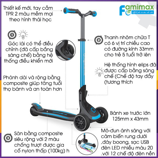Xe trượt scooter 3 bánh cho người lớn GLOBBER ULTIMUM LIGHTS