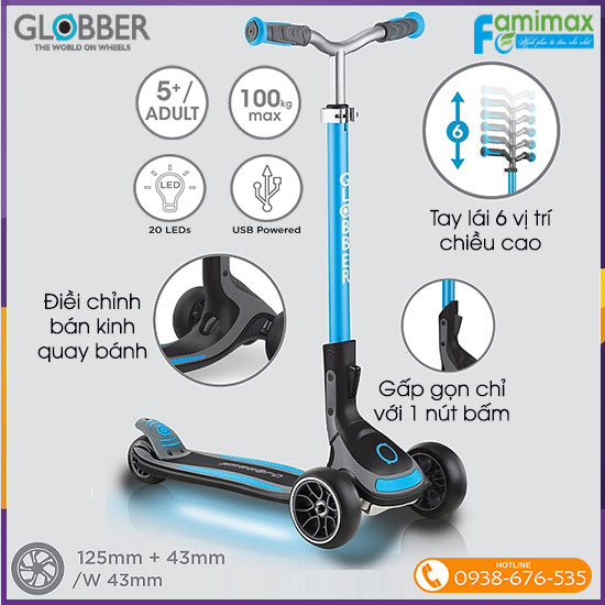 Xe trượt scooter 3 bánh cho người lớn GLOBBER ULTIMUM LIGHTS